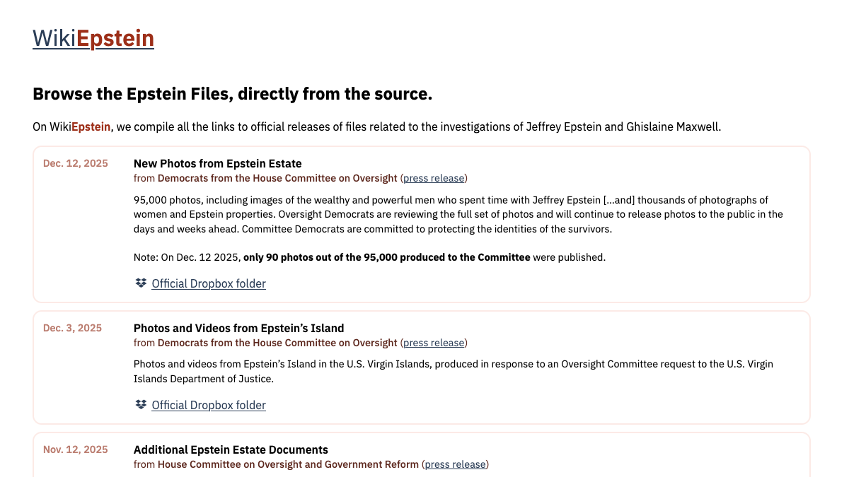 WikiEpstein - Browse the Jeffrey Epstein Files, directly from the source
